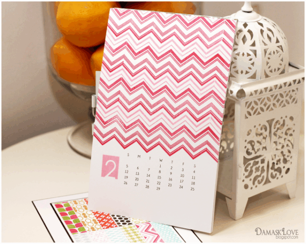 Modern Patterns Wall Calendar with Template and Download - Damask Love