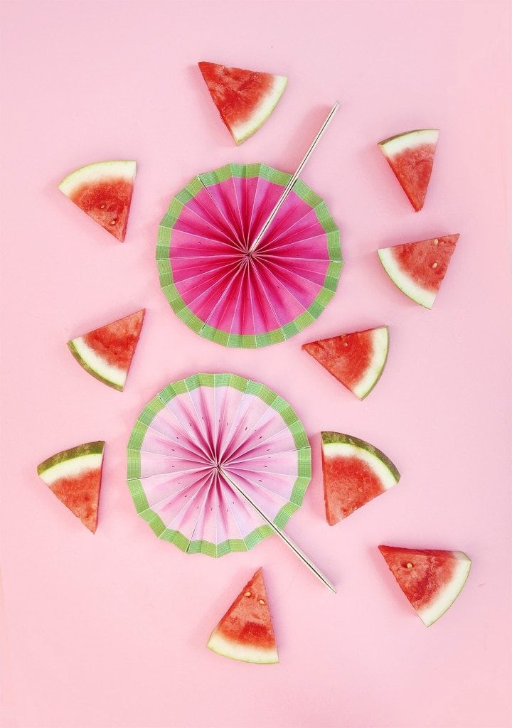 Easy Paper Watermelon Fans - Damask Love