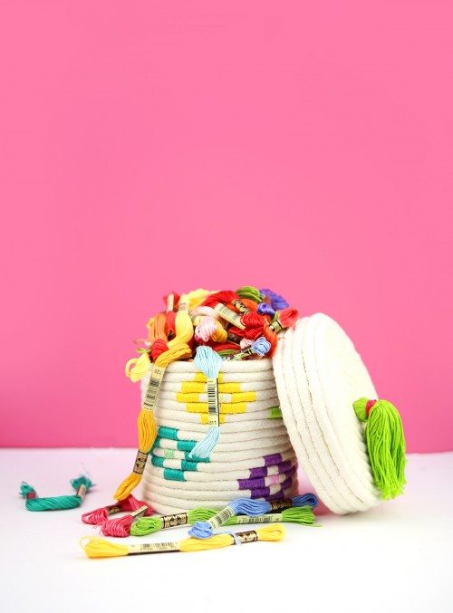 DIY Wrapped Rope Container - Damask Love