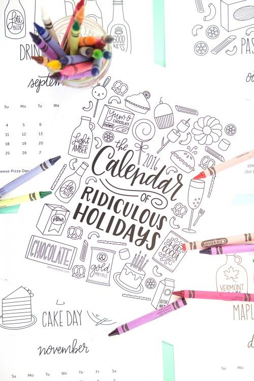 Free Printable Coloring Calendar Pages - Damask Love