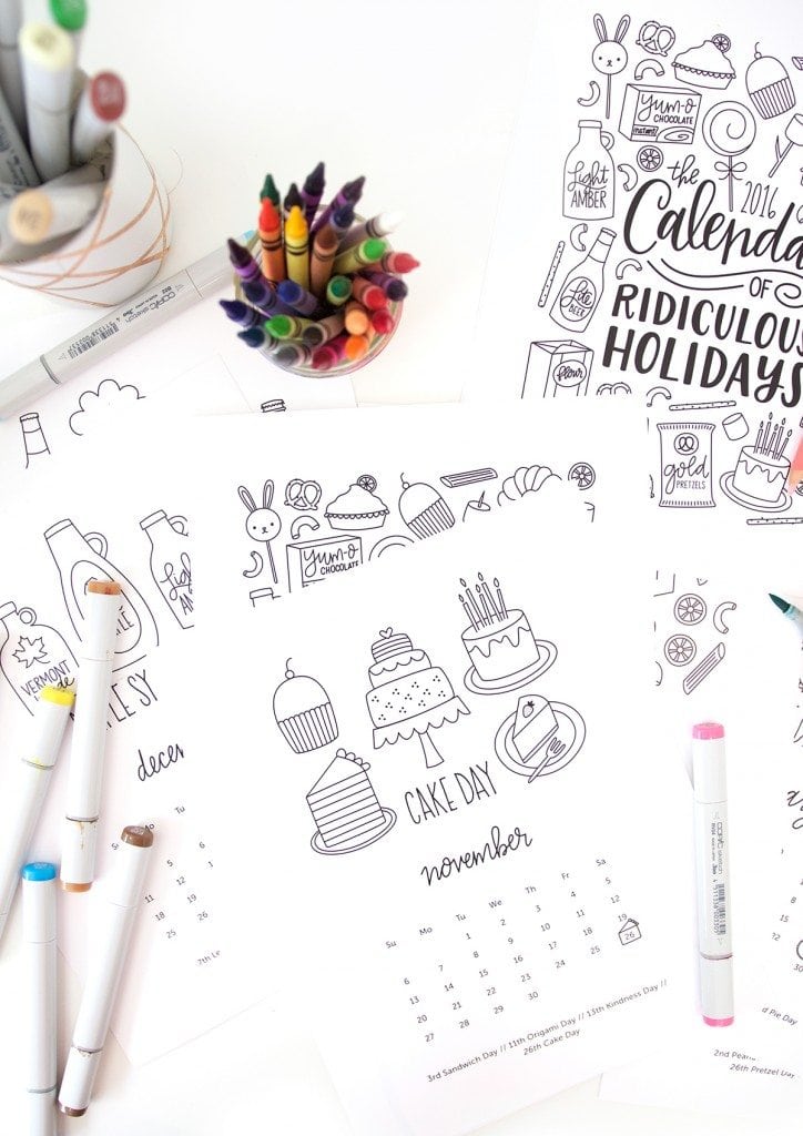 Free Printable Coloring Calendar Pages - Damask Love