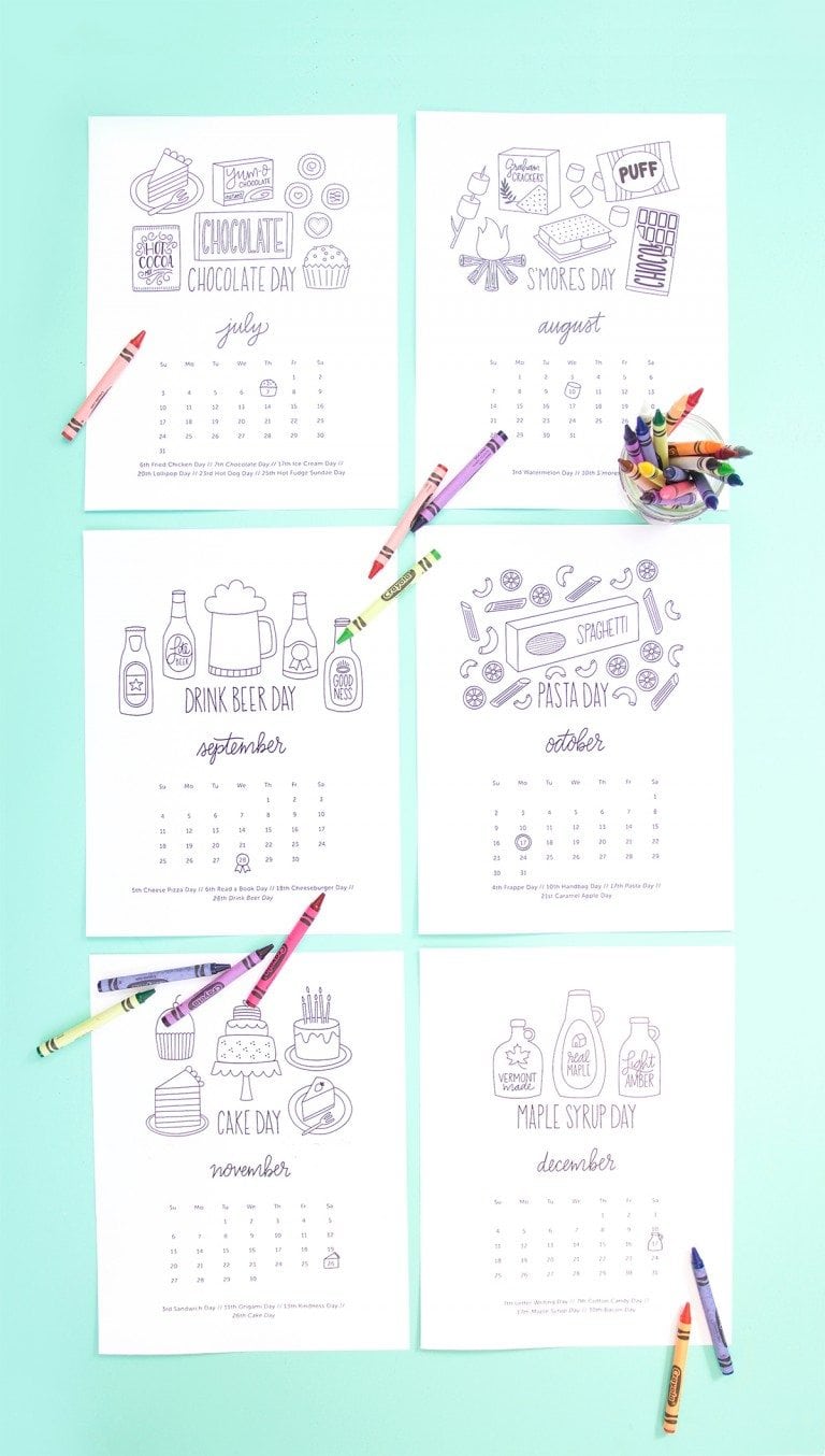 Free Printable Coloring Calendar Pages - Damask Love