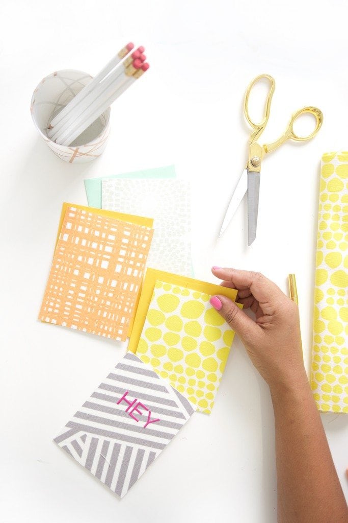 DIY Fabric Stationery Cards - Damask Love