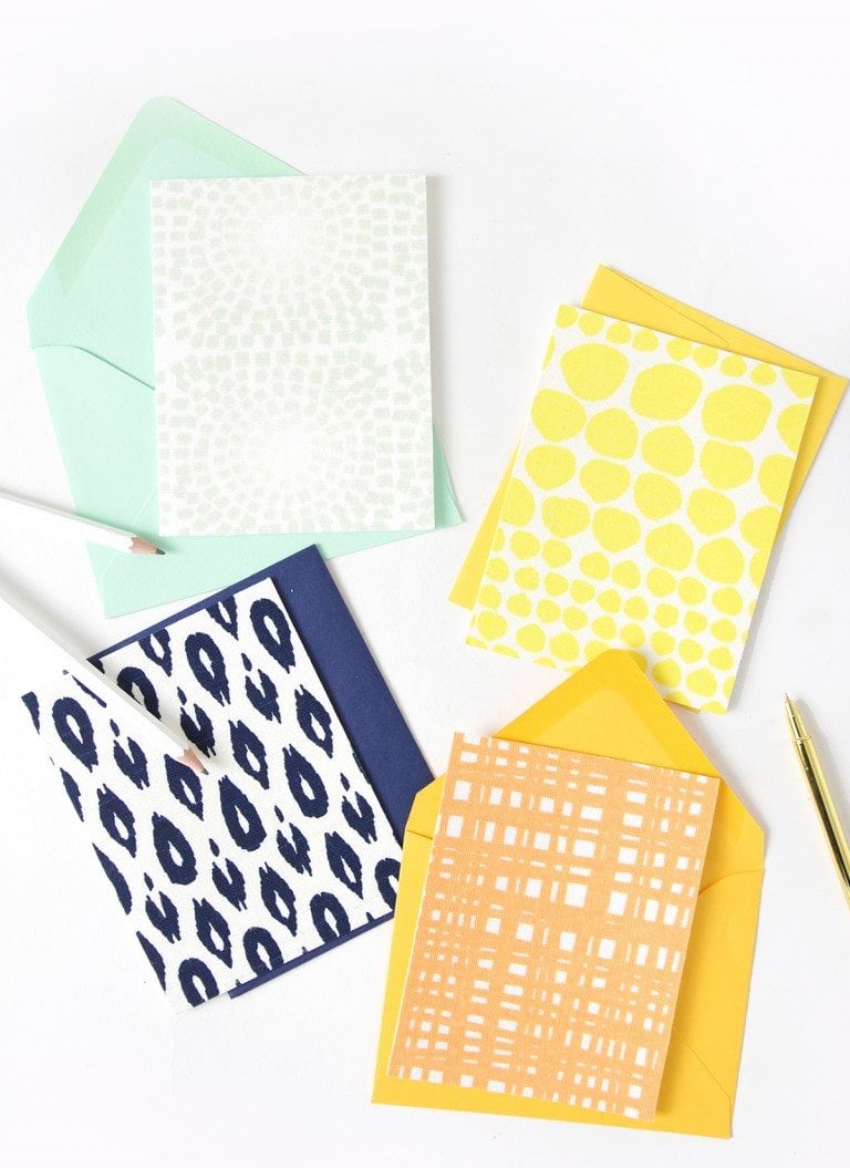 DIY Fabric Stationery Cards - Damask Love