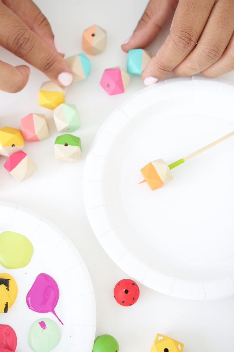 How to Paint Wooden Beads - Damask Love