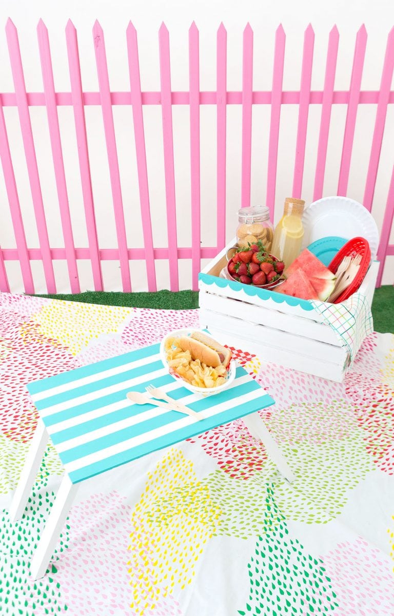 DIY Wooden Crate Picnic Basket - Damask Love