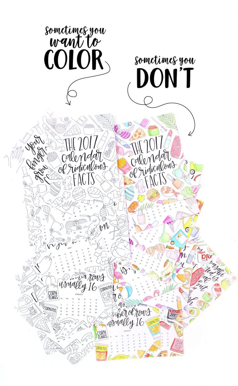 The 2017 Printable Coloring Calendar - Damask Love