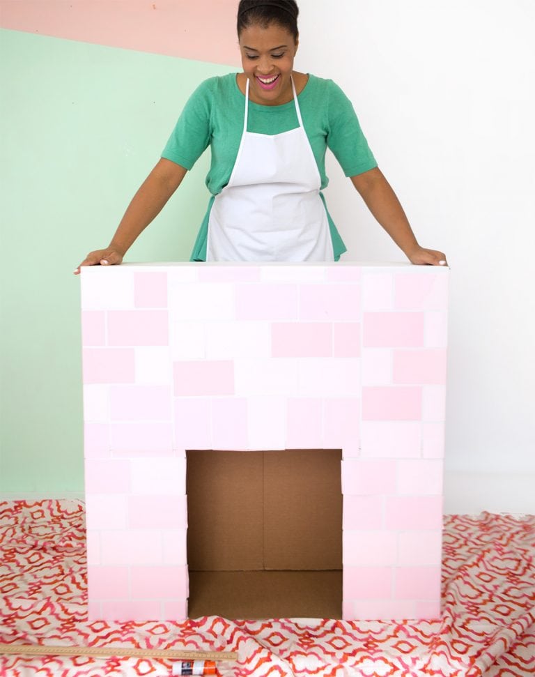 DIY Cardboard Box Fireplace - Damask Love