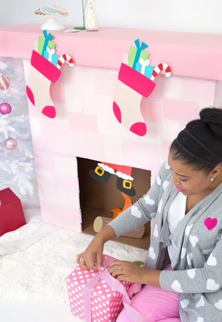 DIY Cardboard Box Fireplace - Damask Love