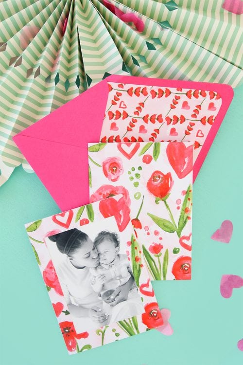 Printable Valentine Card + Liner - Damask Love