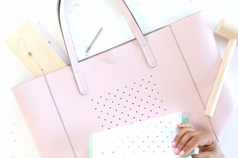 DIY Perforated Leather Flair Tote Bag - Damask Love