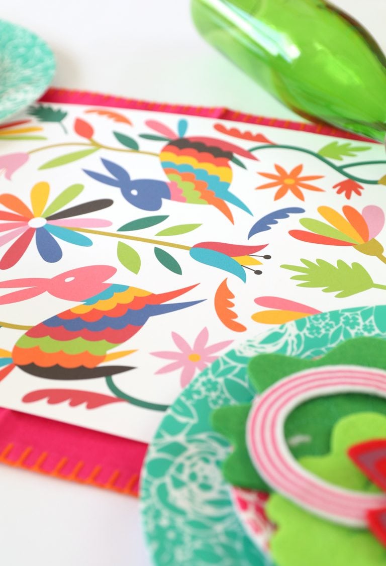 Printable Mexican Otomi Table Runner - Damask Love