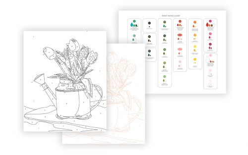 Printable Paint by Number - Damask Love
