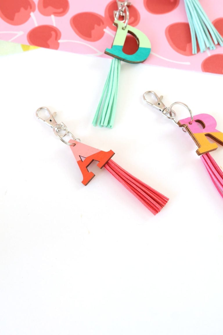 DIY Wood Monogram Keychains - Damask Love