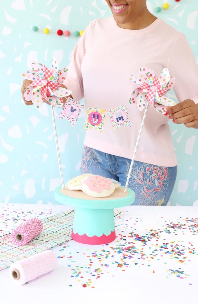 Wood Pinwheel Cake Stand - Damask Love