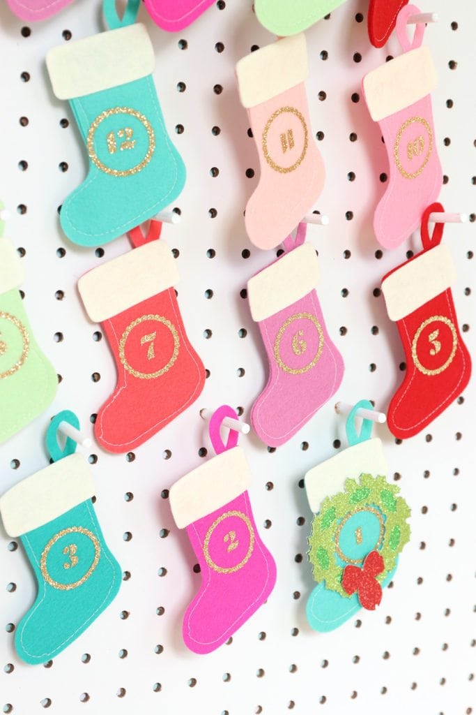 Pegboard Felt Stocking Advent Calendar with Cricut Maker - Damask Love