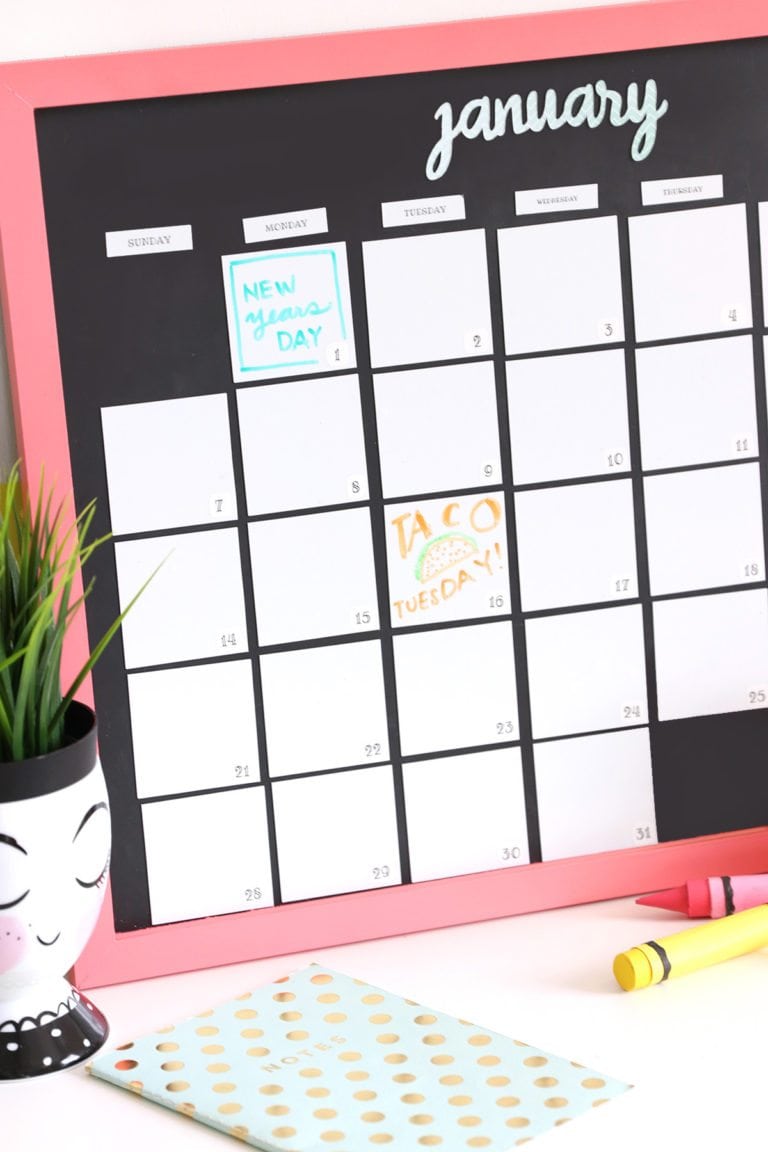 DIY Magnetic Whiteboard Calendar - Damask Love