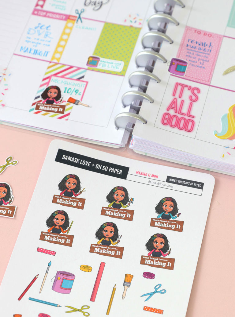 Printable Planner Stickers for Bloggers - Damask Love