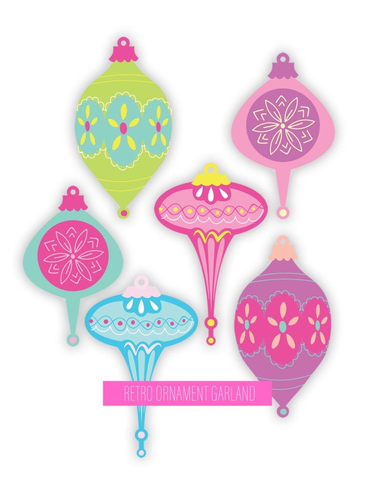 Printable Retro Holiday Garland - Damask Love