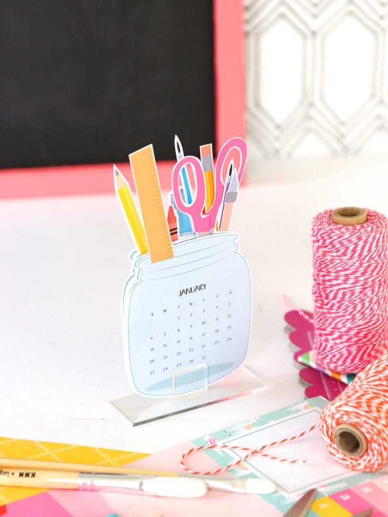 Printable Mason Jar Calendar - Damask Love